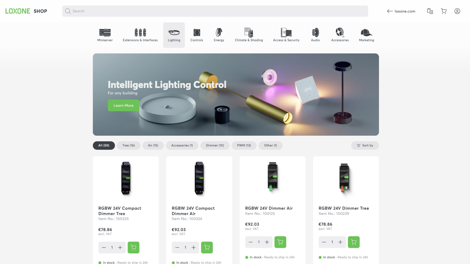 Intelligent Lighting Control from Loxone